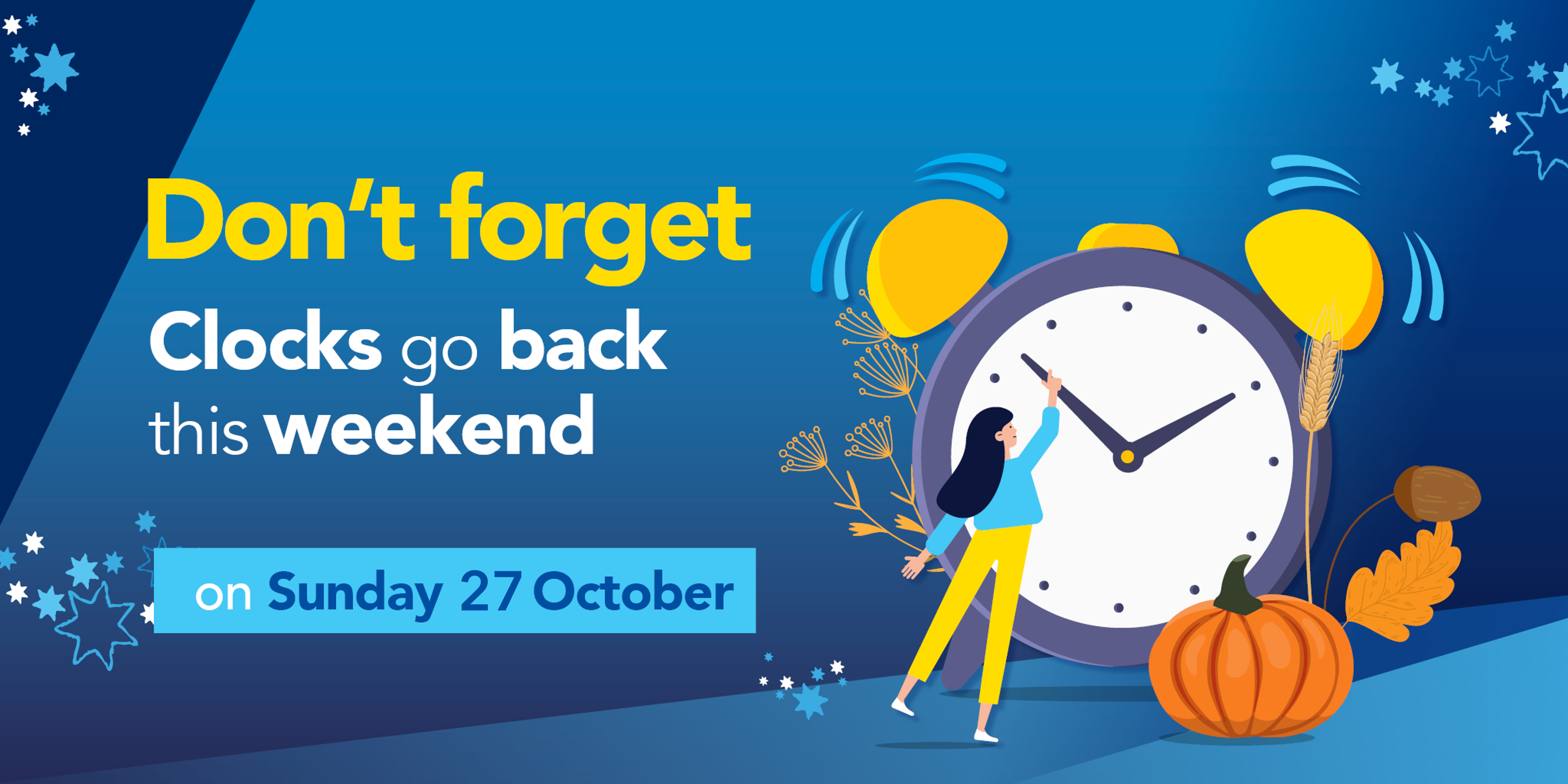 Don't forget, clocks go back this weekend - Bluestar